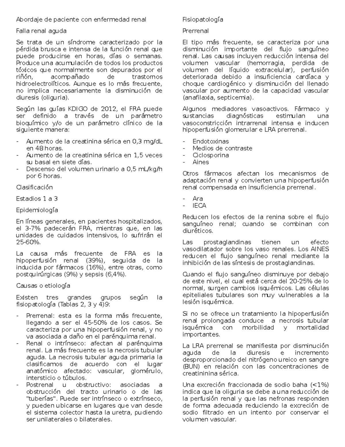 Abordaje del Paciente con Falla Renal Aguda: Fisiopatología y Causas ...