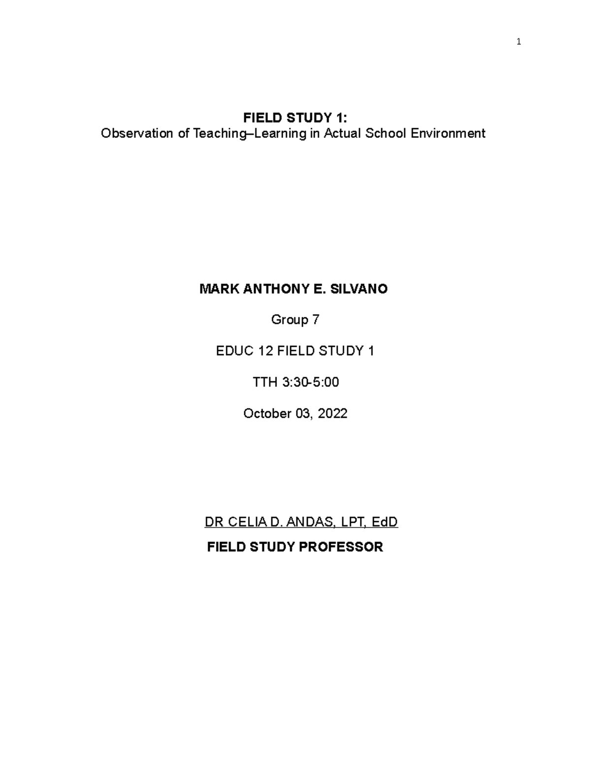 EDUC 12 FS1 EP2 - Observing Developmental Characteristics in Learners ...