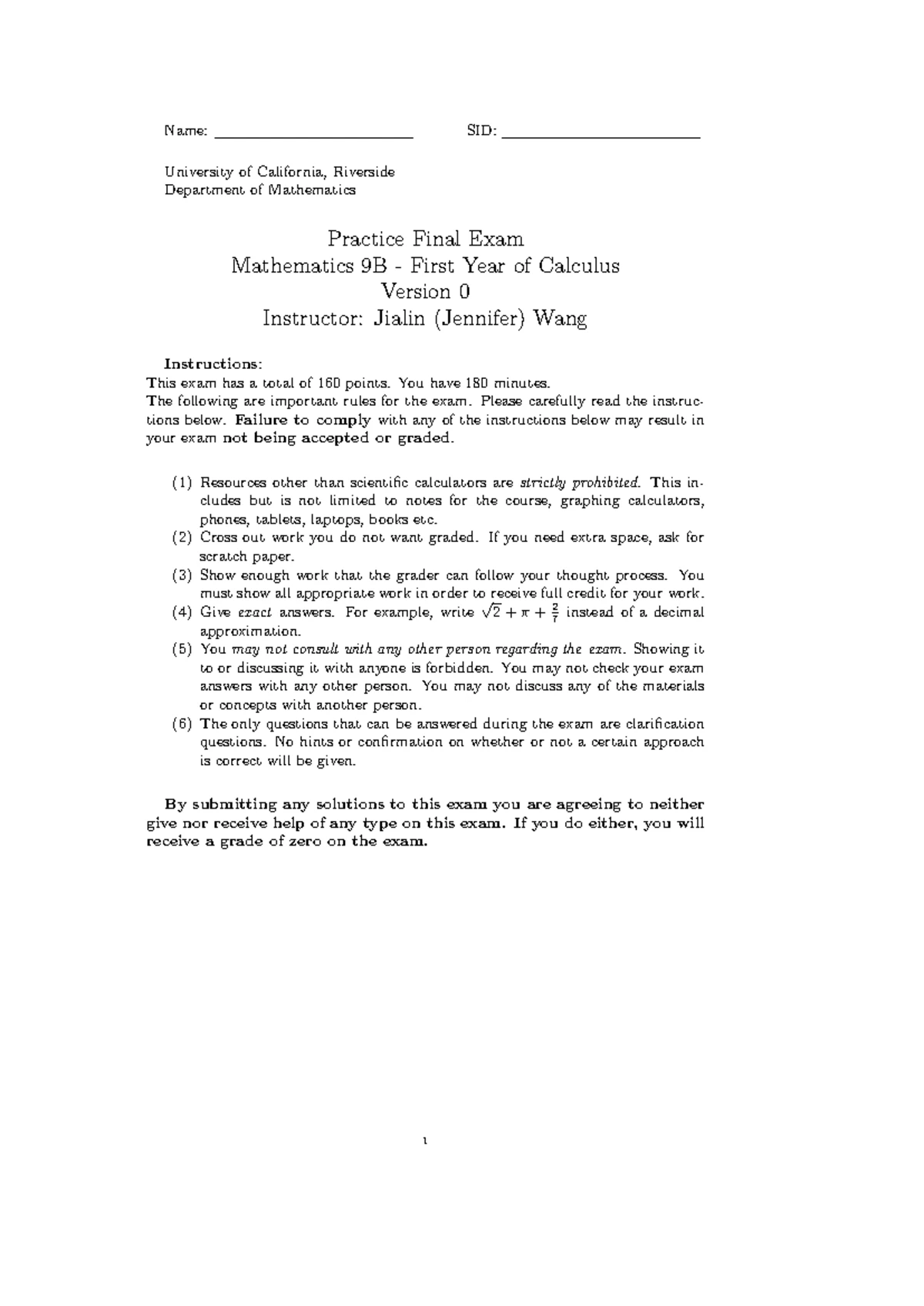 Math 9B Midterm Cheatsheet - Key Concepts and Formulas - Studocu