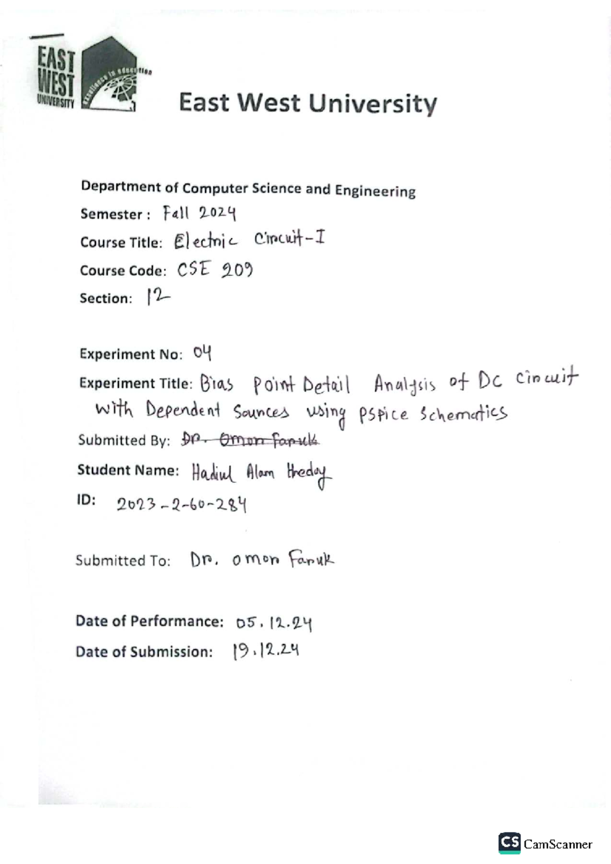 CSE 209 Lab Report 04: Bias Point Analysis of DC Circuits with PSpice ...