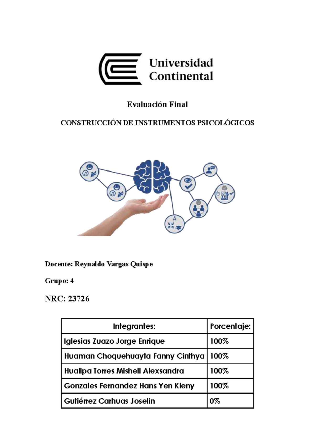 Evaluación Final: Construcción de Instrumentos Psicológicos - NRC 23726 ...