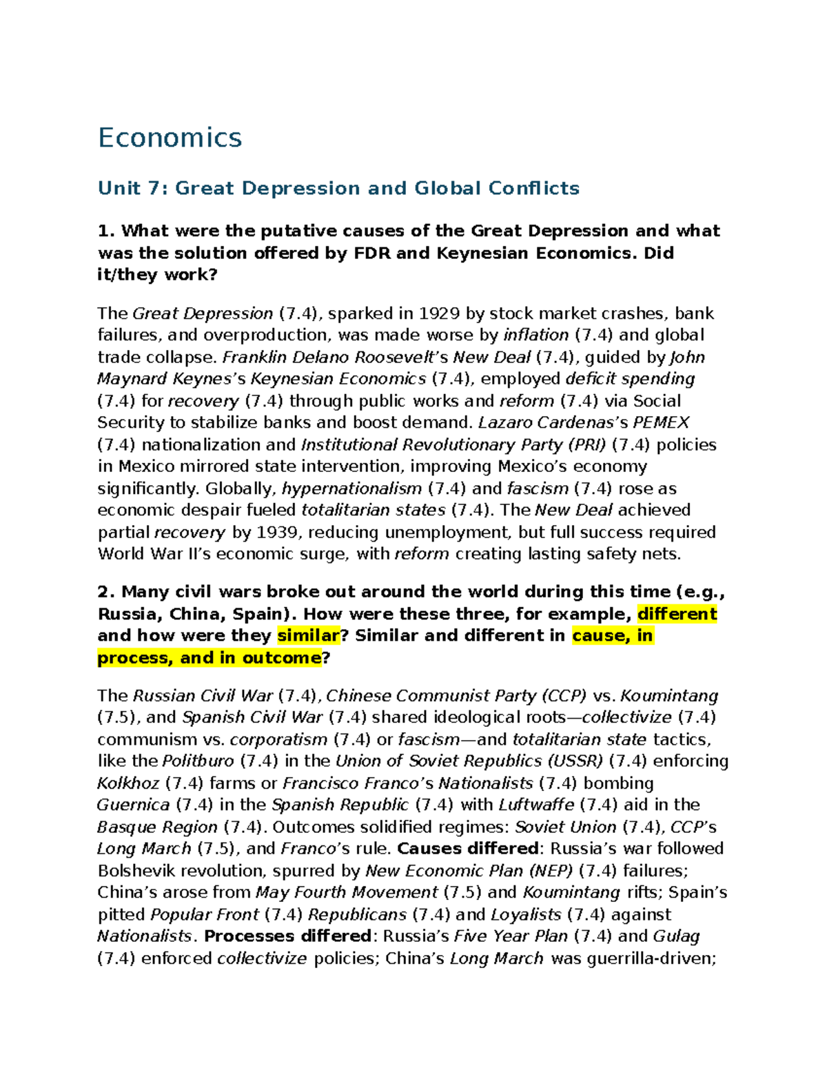 APWH Unit 7 & 8: Great Depression, Global Conflicts, and New Nations ...