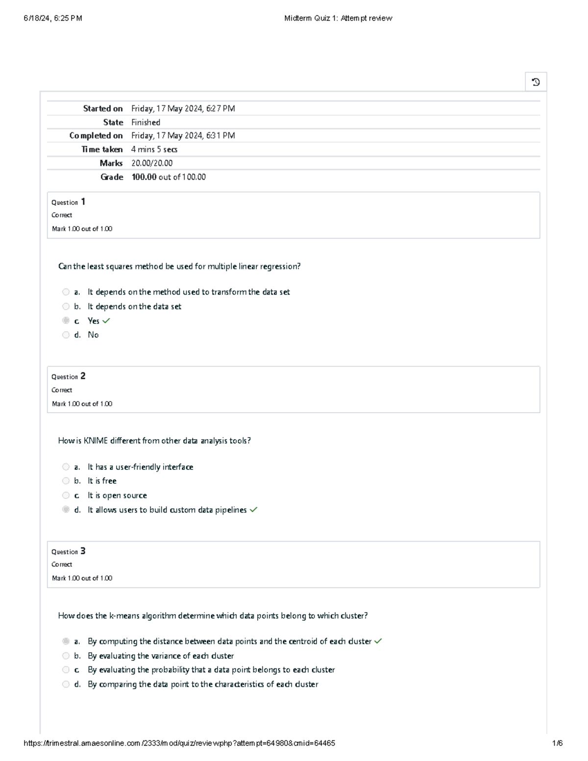 Midterm Quizzes Review for AI and Data Analysis (Course Code: 2024 ...