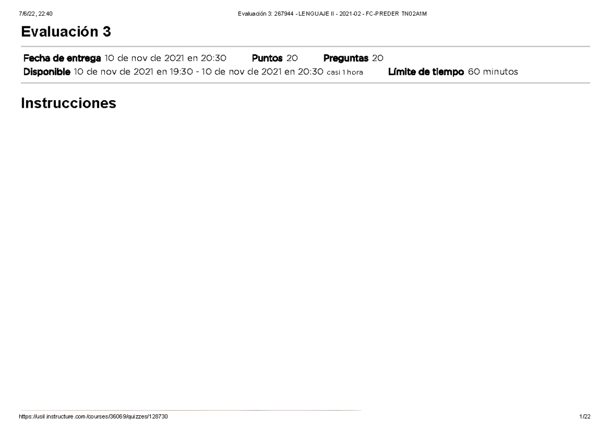 Evaluación 3 267944 - Lenguaje II - 2021-02 - FC- Preder TN02A1M ...