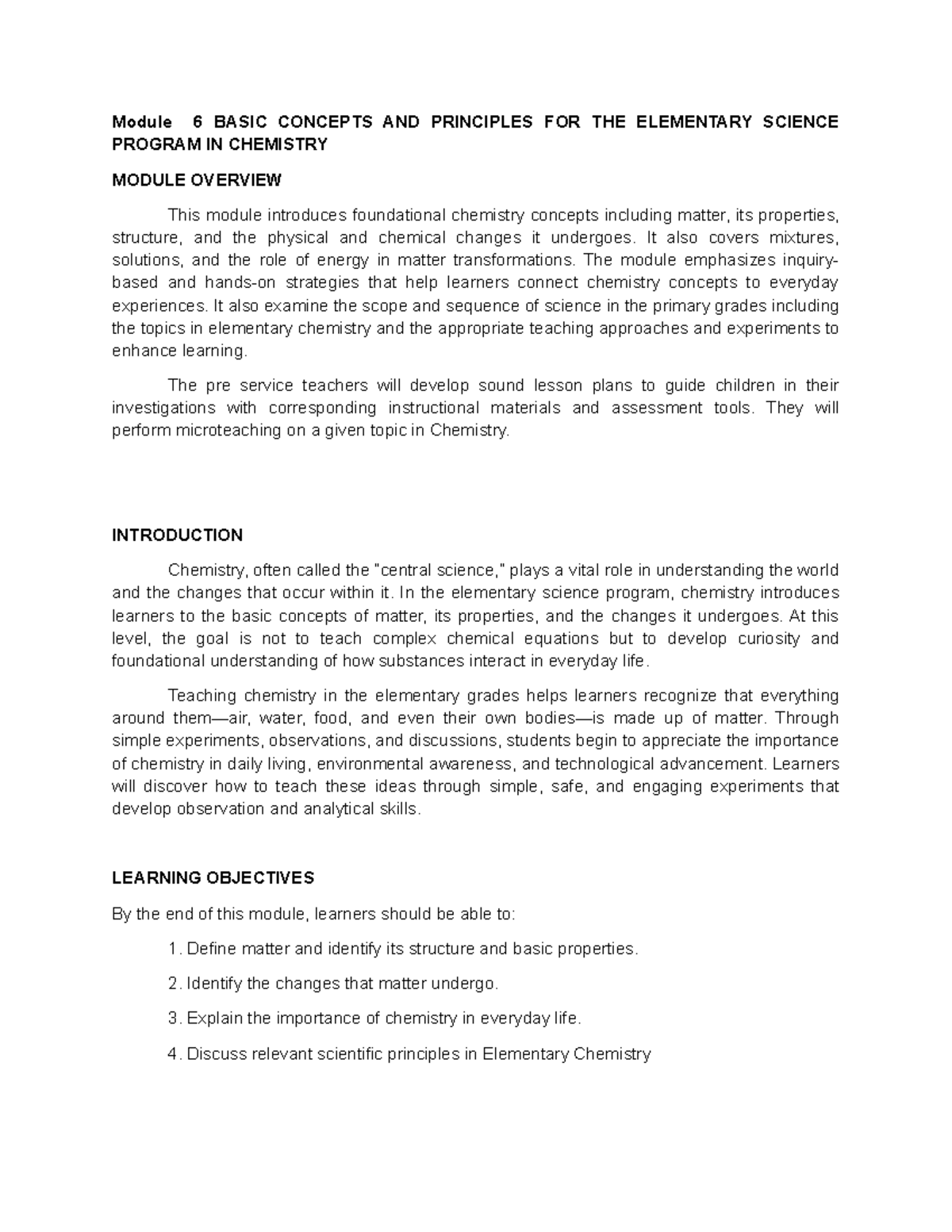 CHEM 101: Module 6 - Basic Concepts in Elementary Chemistry - Studocu