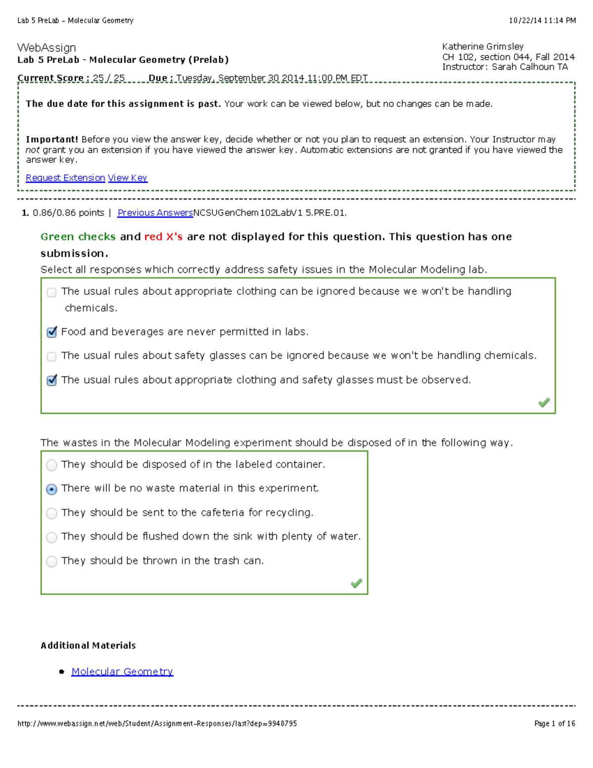 Chem 102 Lab 5 PreLab - Molecular Geometry Analysis and Structures - Studocu