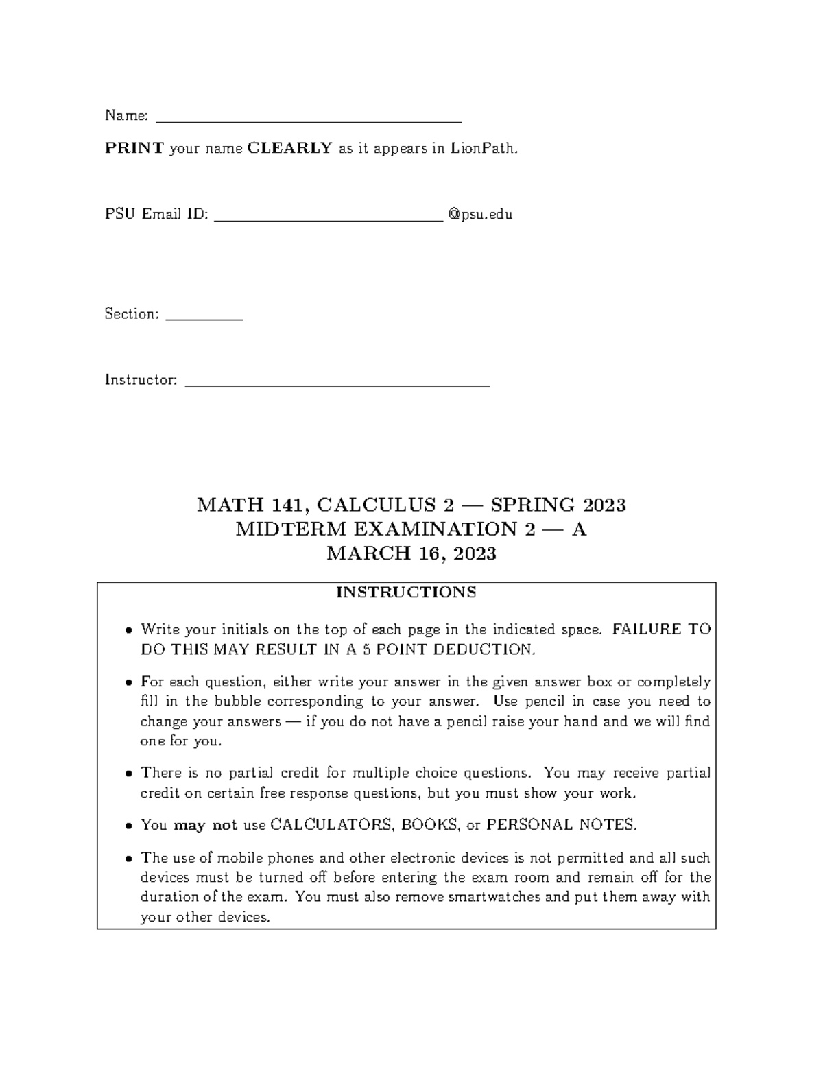 141s23ex2-a - Calc 1 final - Name: PRINT your name CLEARLY as it ...