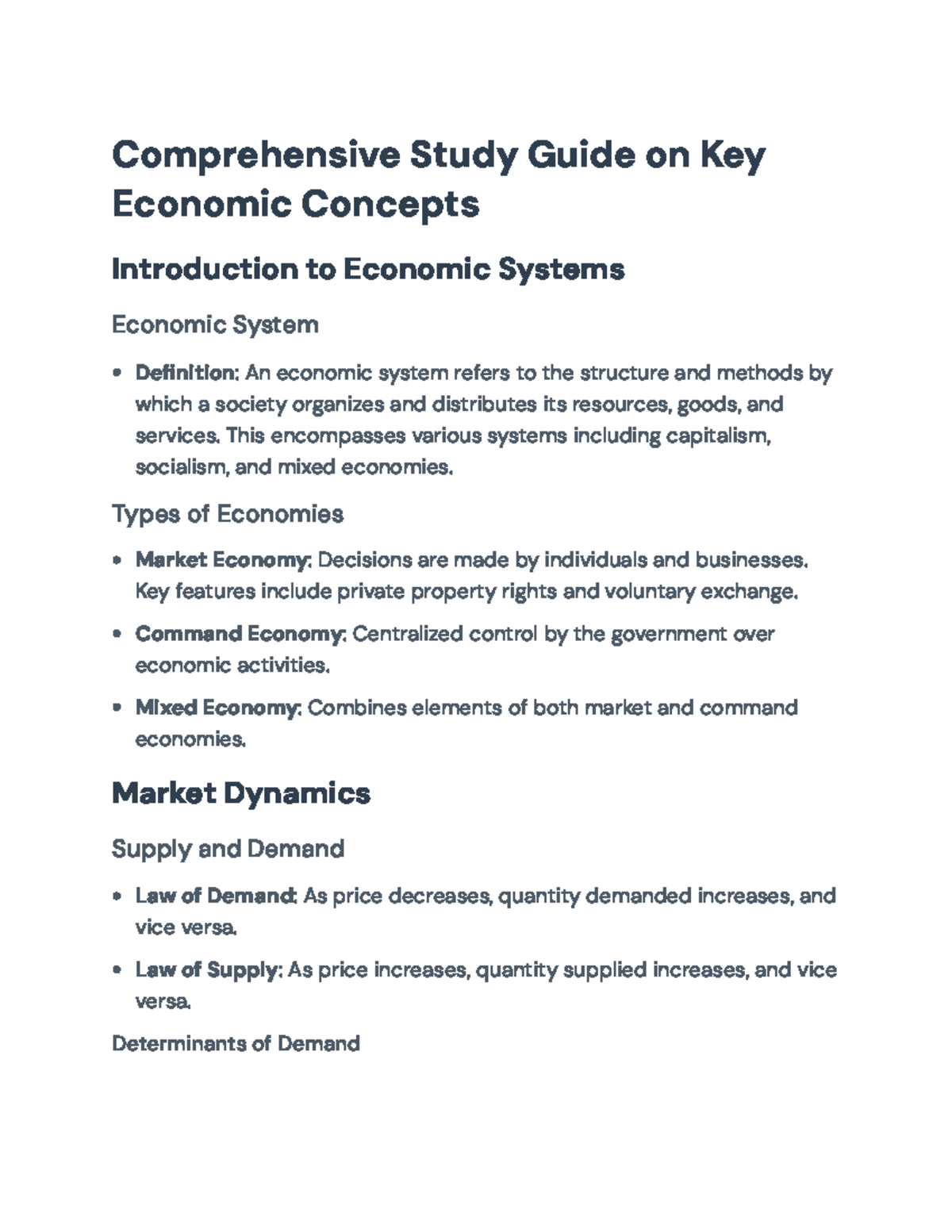 Economics Study Guide: Key Concepts and Theories (ECO101 ...