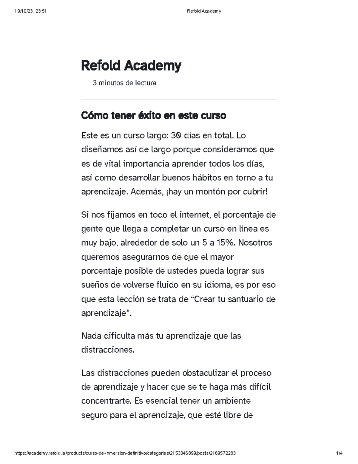Cómo tener éxito en este curso - Refold Academy 3 minutos de lectura Cómo tener éxito en este ...