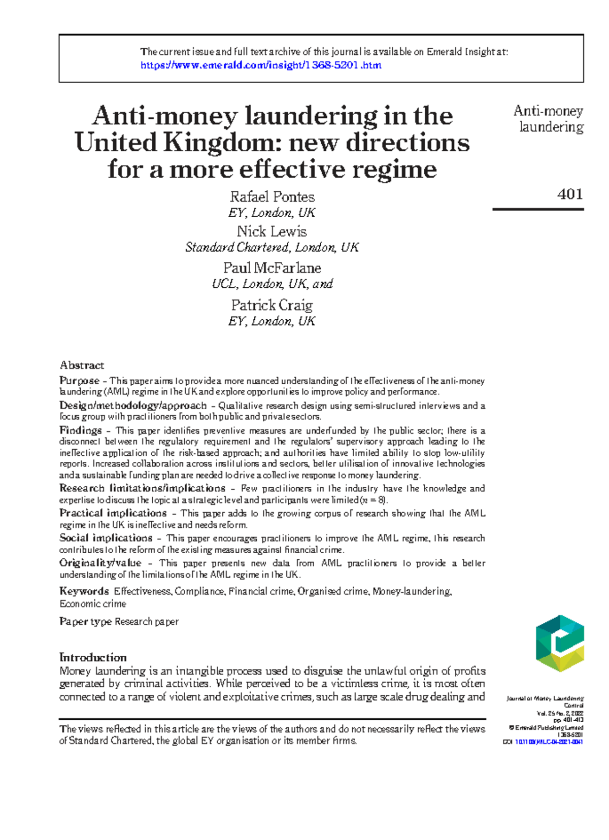 AML 401: Enhancing the Effectiveness of the UK Anti-Money Laundering ...
