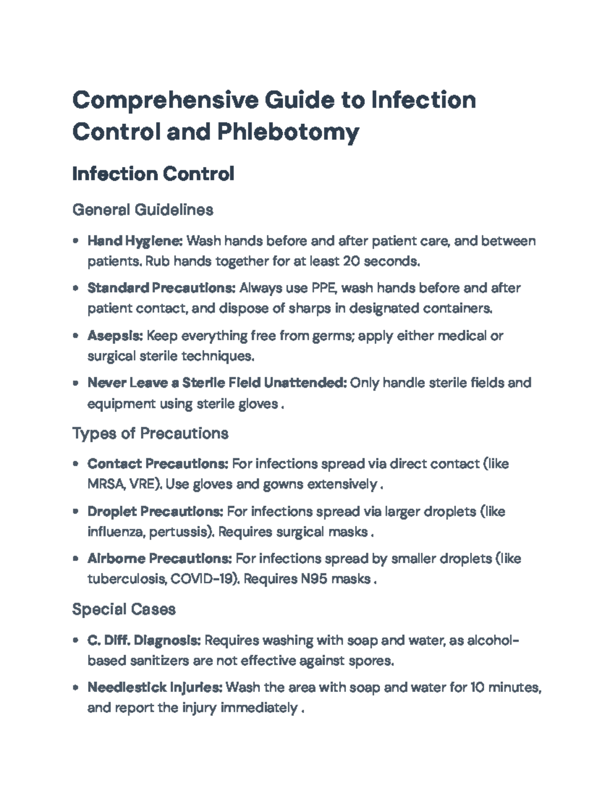 Comprehensive Infection Control and Phlebotomy Guidelines ...