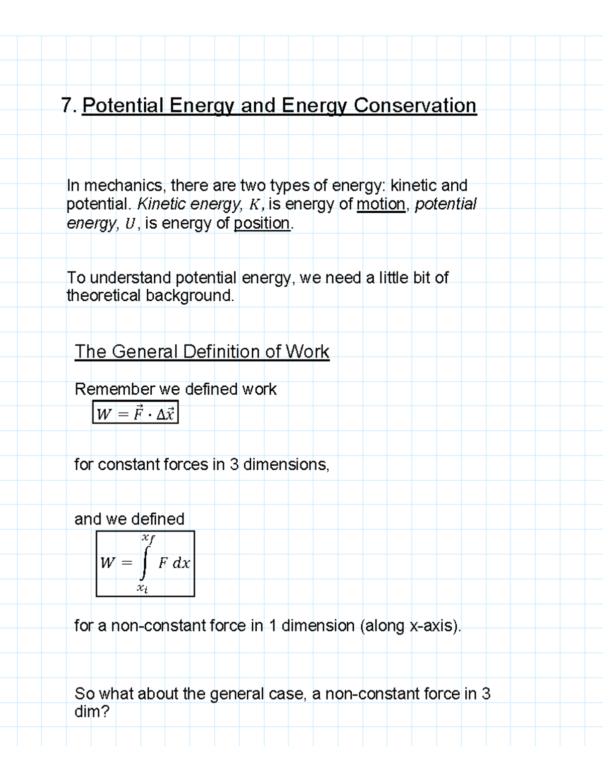 Physics 101: Potential Energy, Work & Conservation Laws - Studocu