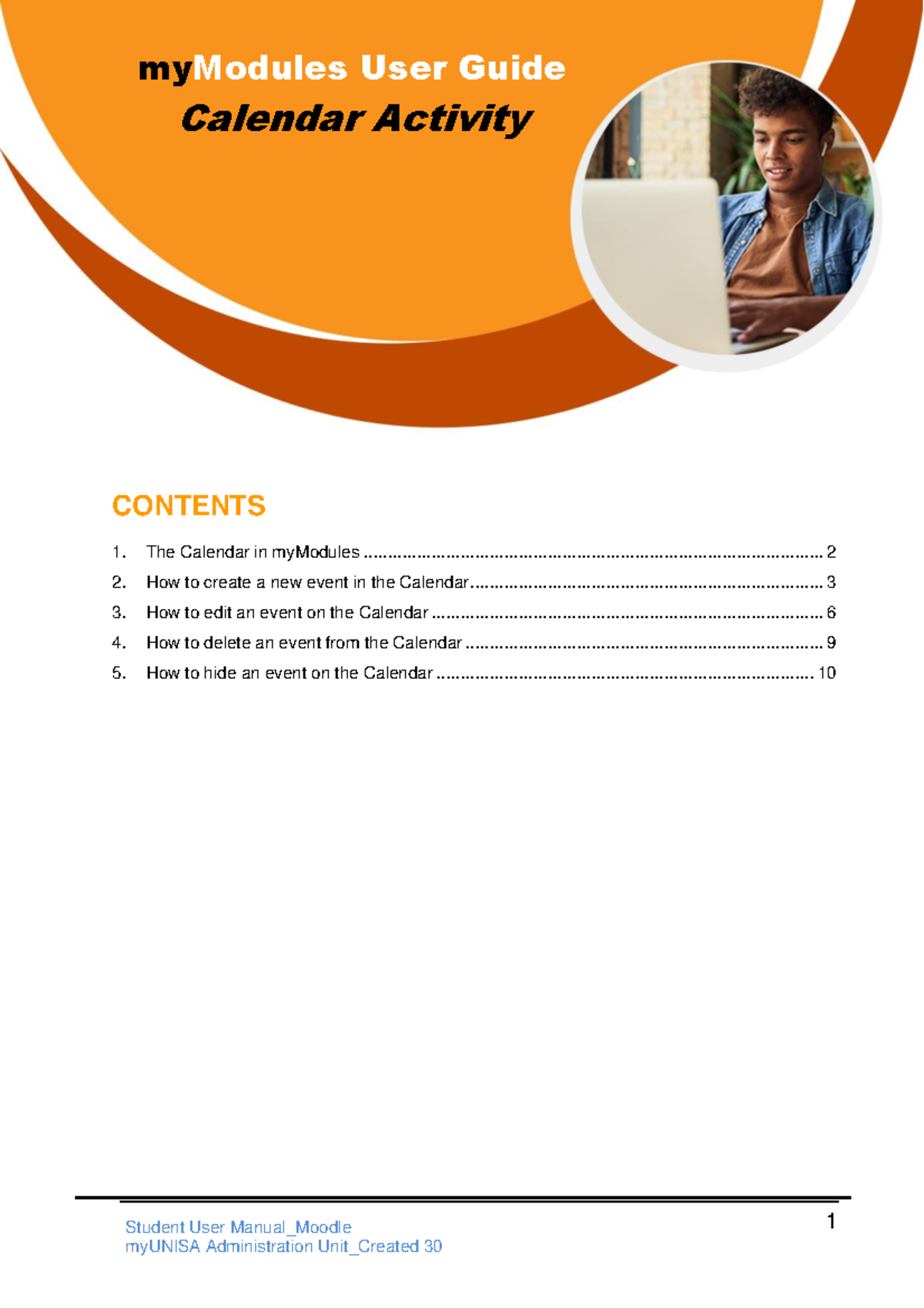 myModules User Guide: Calendar Activity Overview and Instructions - Studocu