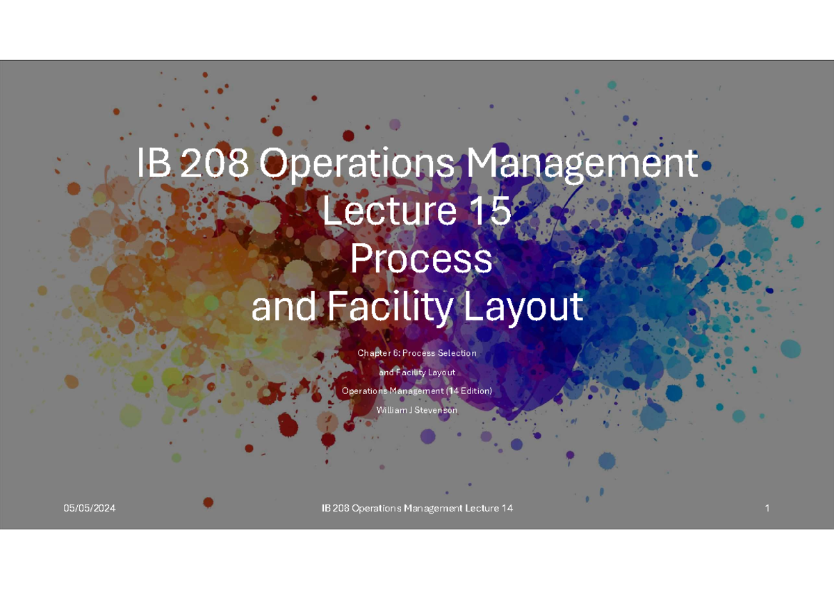 Chapter 6 - operations management lectures provied by sir - IB 208 Operations Management Lecture ...