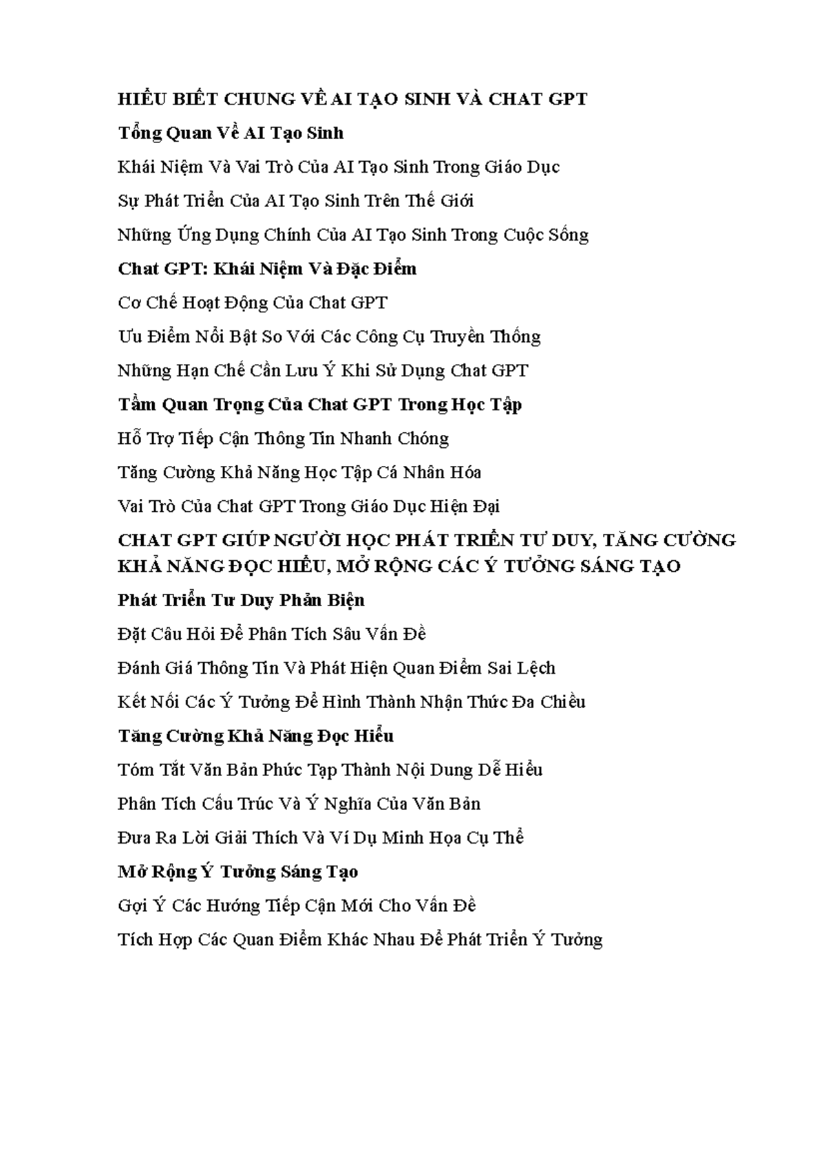 Tổng Quan Về AI Tạo Sinh Và Chat GPT: Ứng Dụng Trong Giáo Dục - Studocu