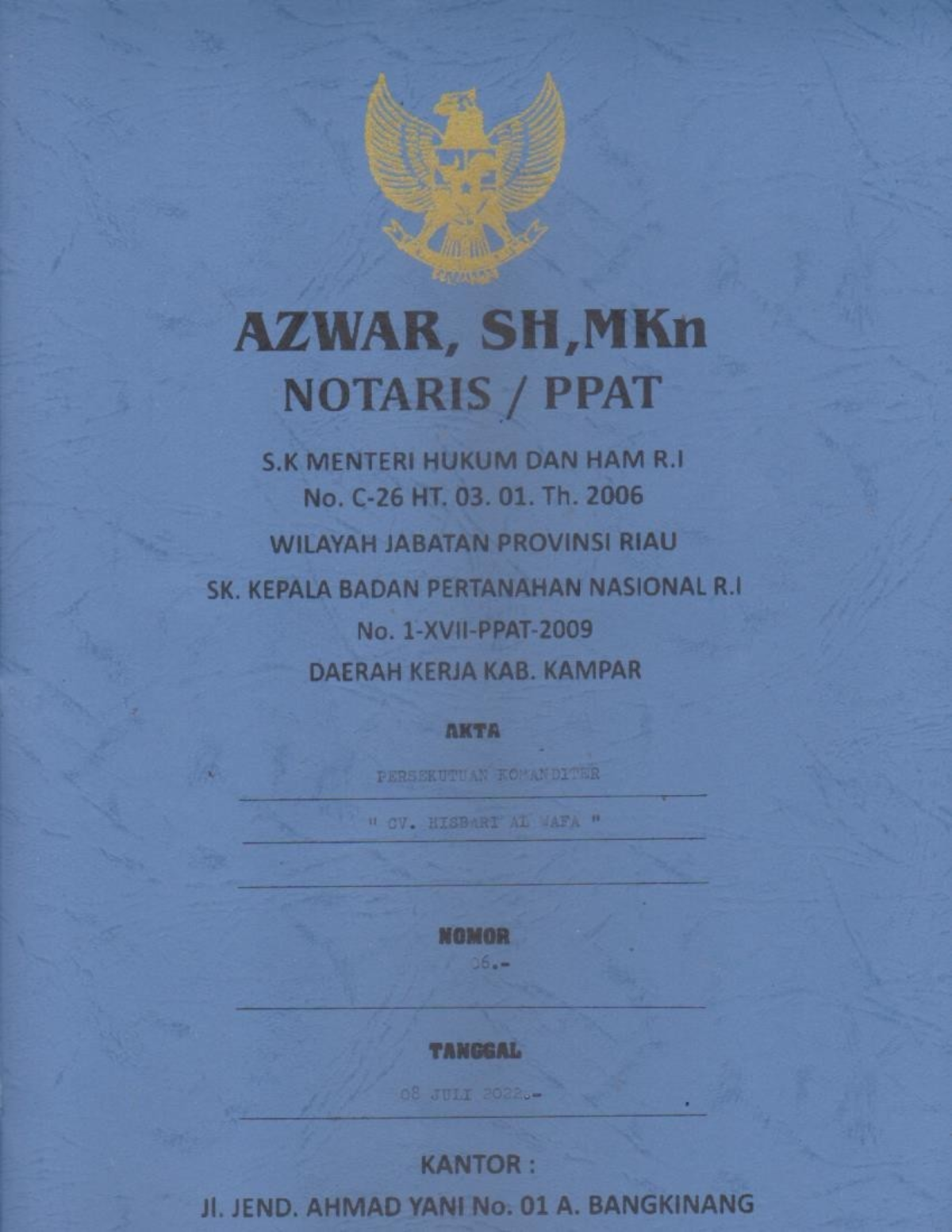 Profil CV. Hisbari AL WAFA (Notaris AZWAR, SH. MKn) - Studocu