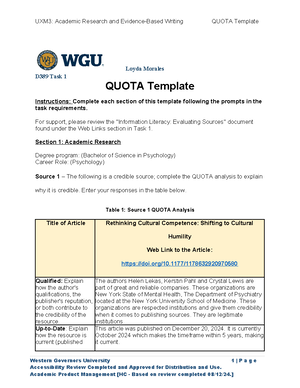 D389 Task 2 - Task 2. Passed - A. In the given scenario, the student felt empowered to take the ...