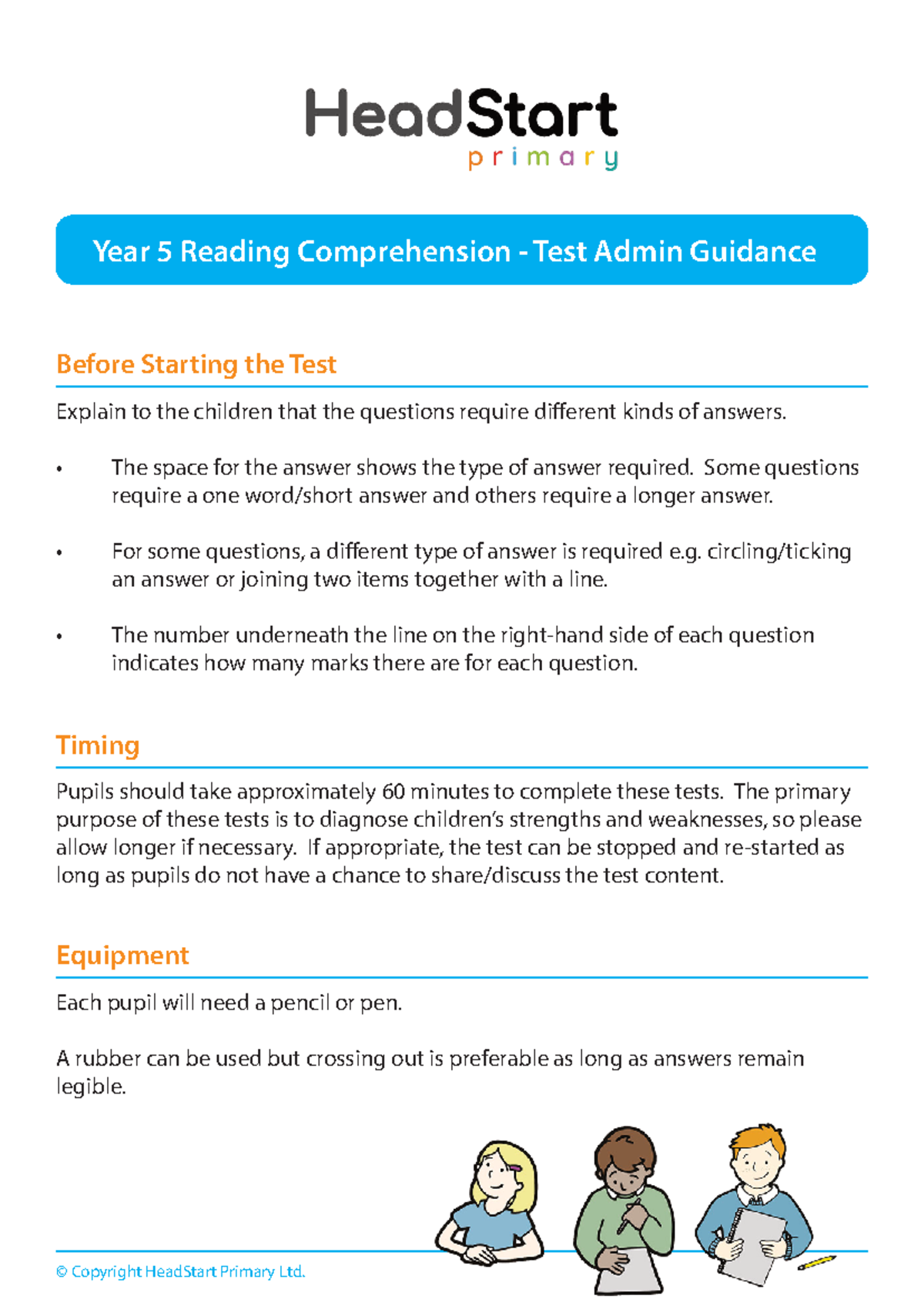 Y5 RC Test Admin Guidance for Reading Comprehension Assessments - Studocu