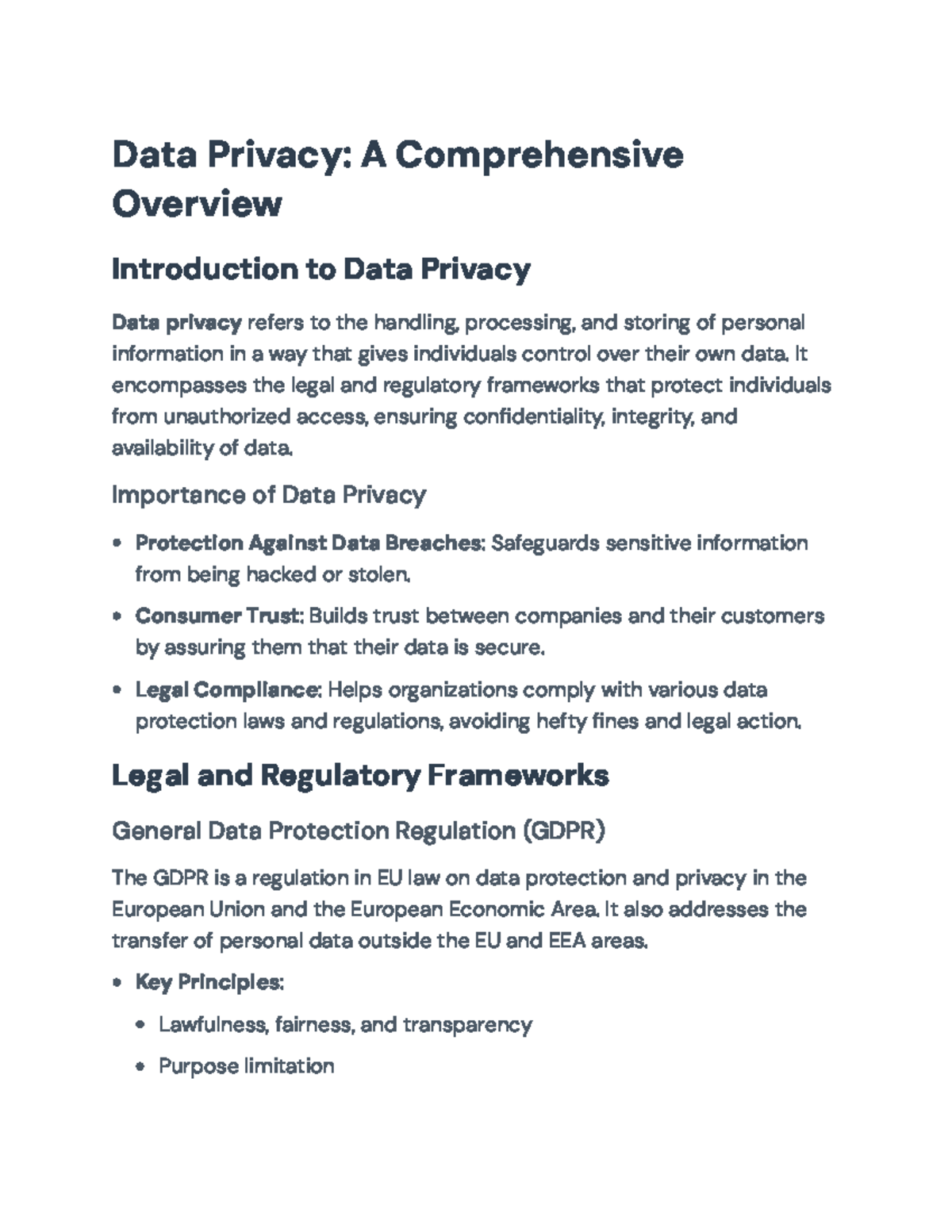 Data Privacy: Overview, Legal Frameworks, and Best Practices - Data ...