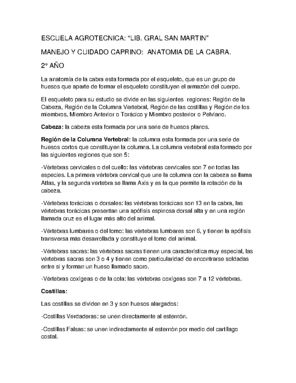 Anatomía de la Cabra - Manejo y Cuidado Caprino (2° Año) - Studocu