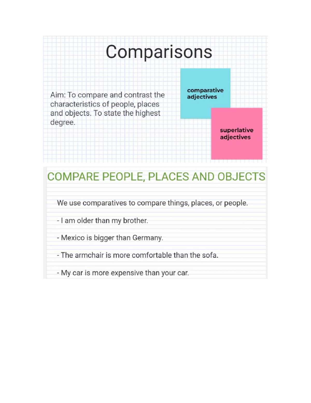 English class - apuntes ingles - Comparisons comparative Aim: To ...