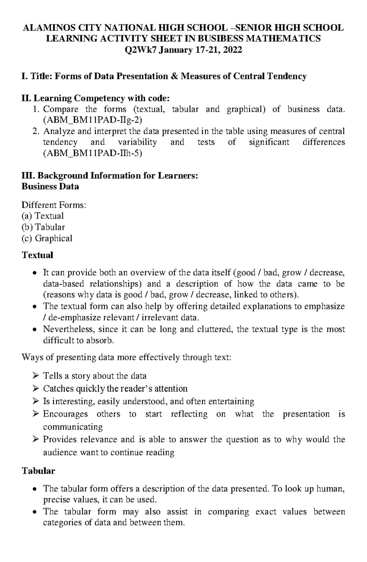 BM-Activity-7 - N/A - ALAMINOS CITY NATIONAL HIGH SCHOOL – SENIOR HIGH ...