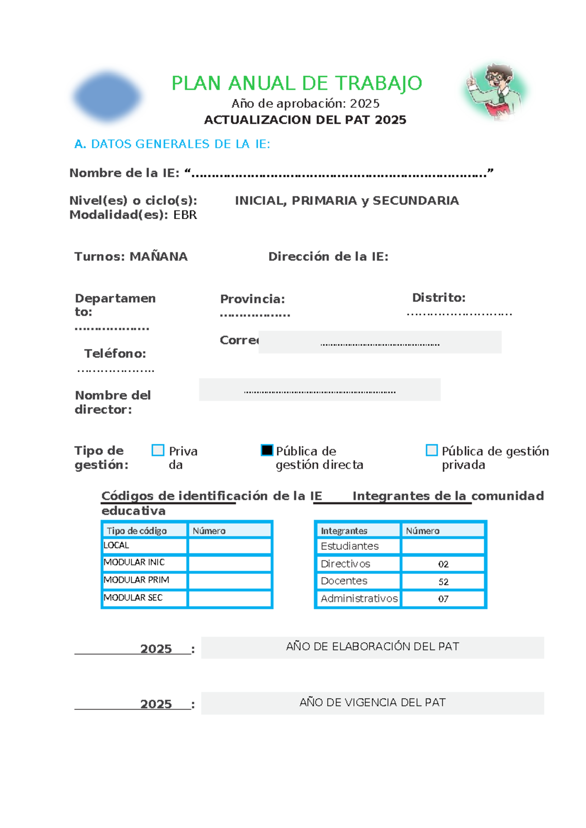 PAT 2025: Actualización del Plan Anual de Trabajo - Studocu