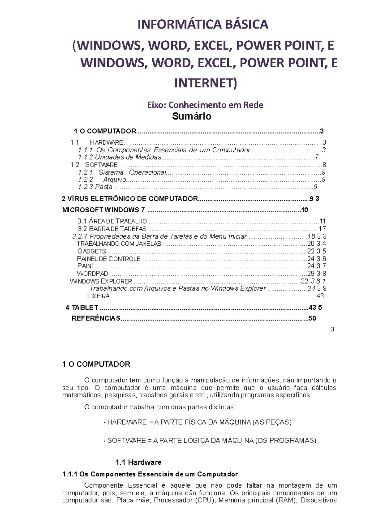 Apostila de Informática Básica - Curso Completo (Windows, Word, Excel ...