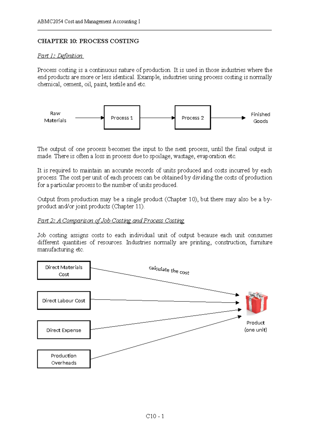 ABMC2054 Cost and Management Accounting I CHAPTER 10: PROCESS COSTING ...