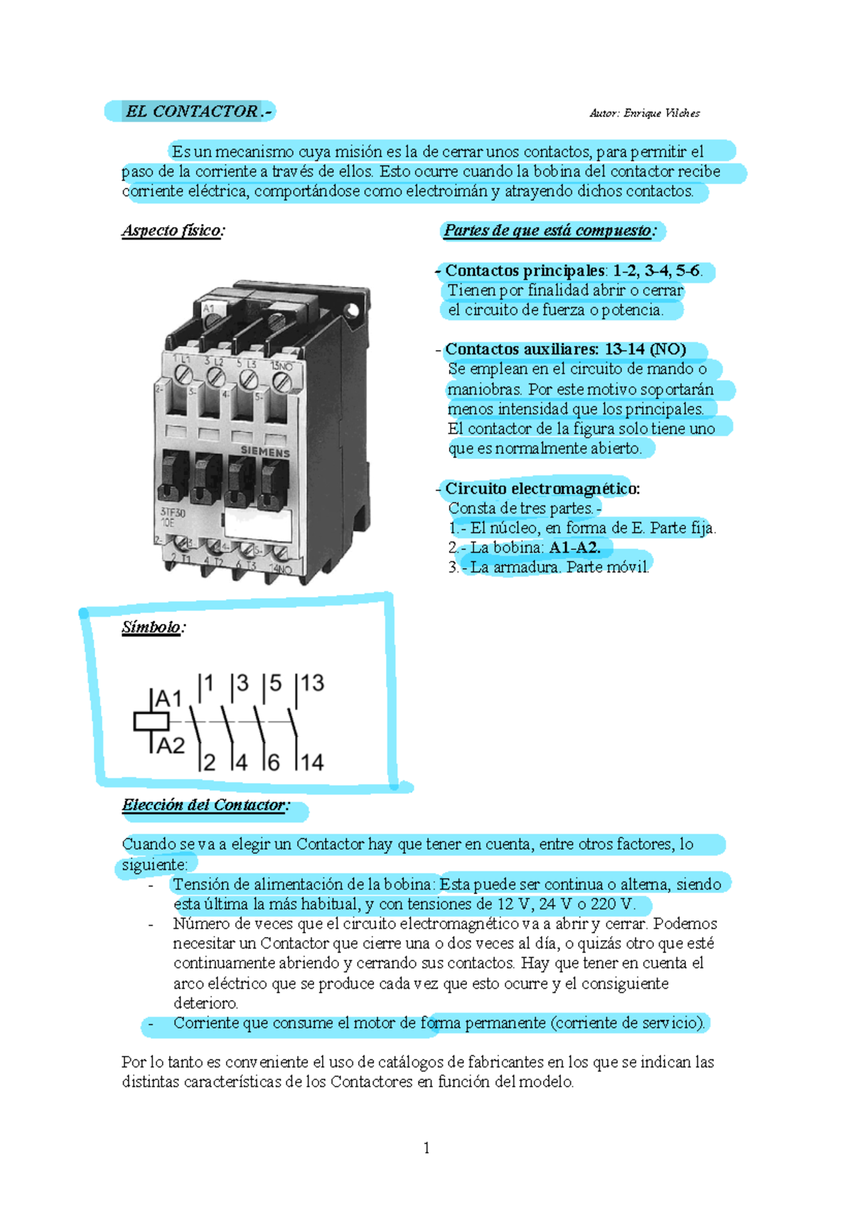 EL CONTACTOR: Funcionamiento y Componentes Esenciales - Studocu