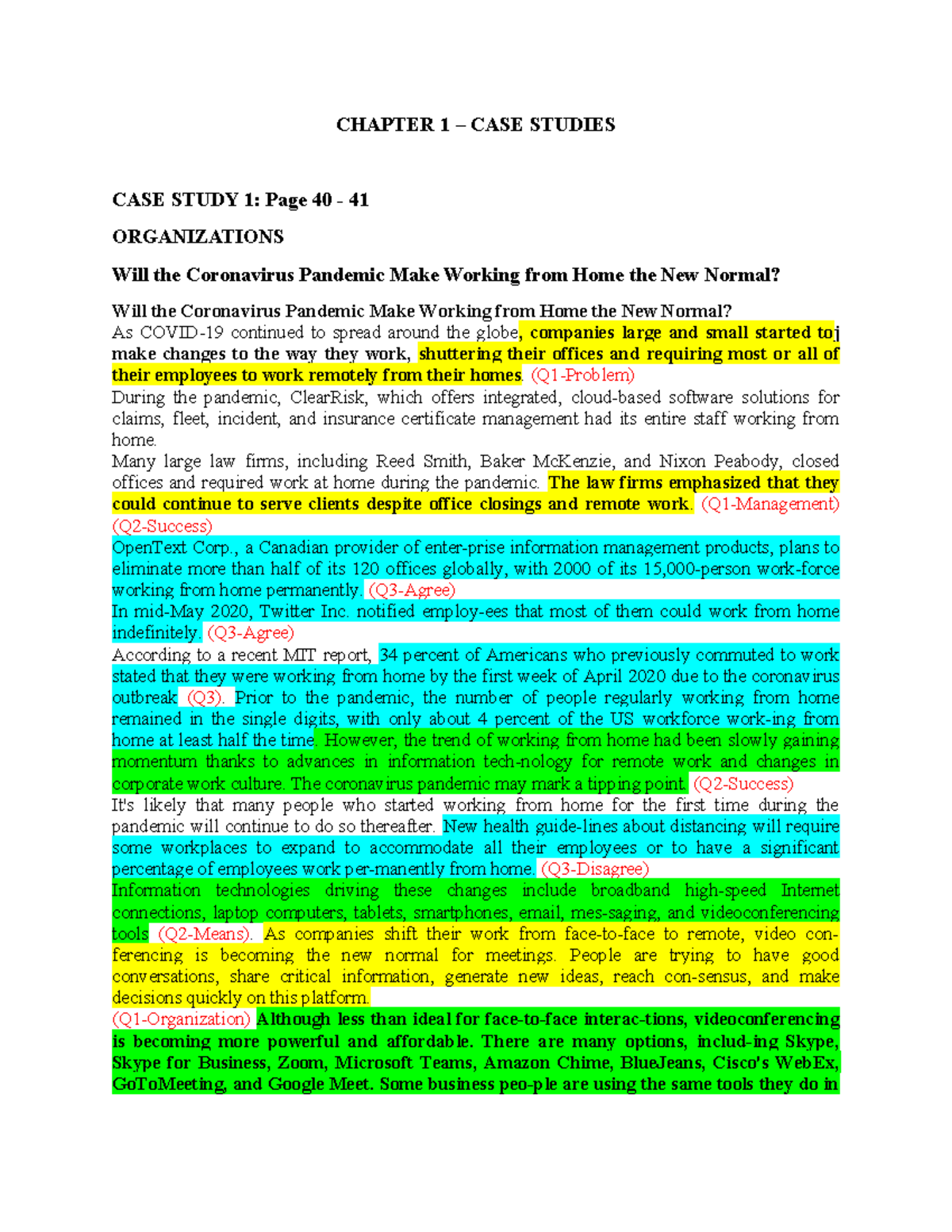 MIS2902 Case Study: Remote Work Trends & Fintech Innovations - Studocu