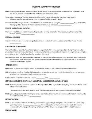 Script FOR THE English Month Culminating Activity - SCRIPT FOR THE ...