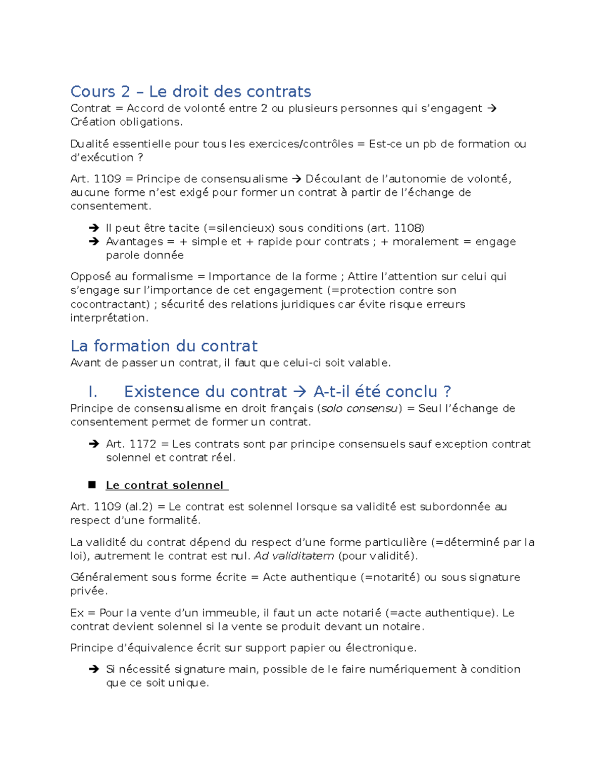 2- La conclusion du contrat - Cours 2 – Le droit des contrats Contrat ...