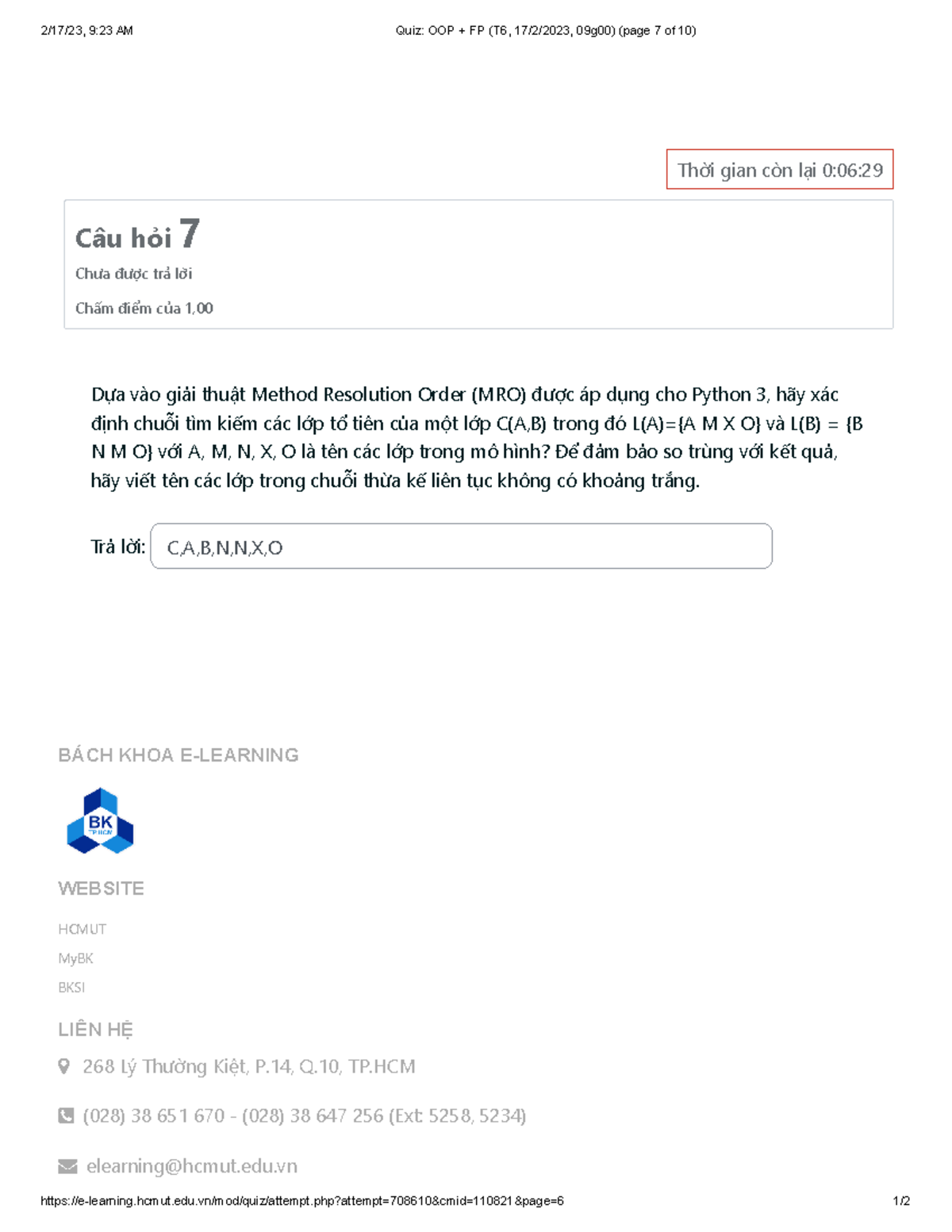Quiz -OOP-FP-T6-17 2 2023-09g00-page-7-of-10 - 2/17/23, 9:23 AM Quiz: OOP + FP (T6, 17/2/2023 ...