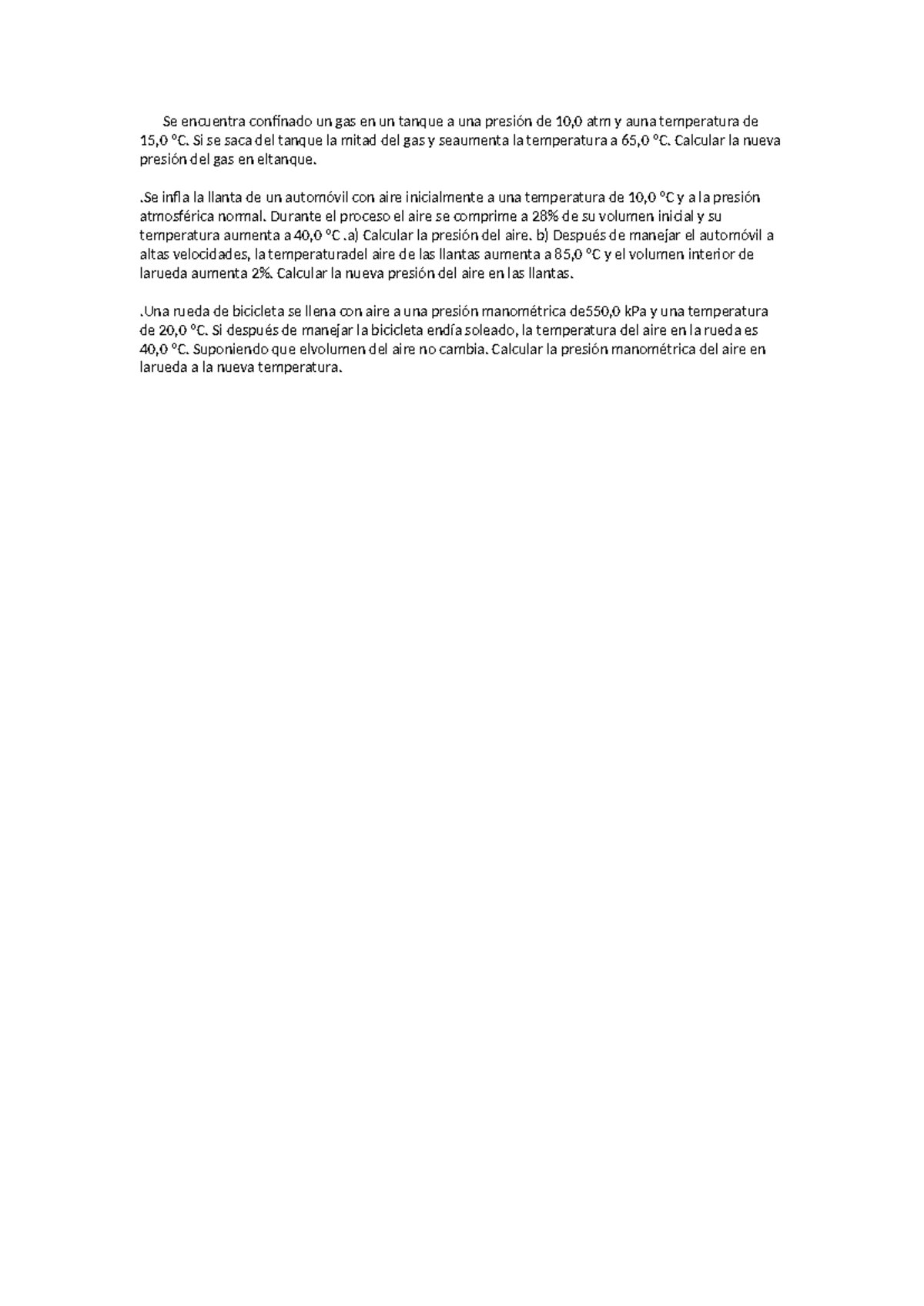 Problemas de Gas Ideal: Presión y Temperatura en Tanques y Llantas ...