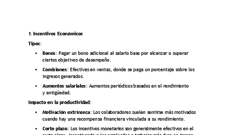 Incentivos Económicos y No Económicos: Impacto en la Productividad ...
