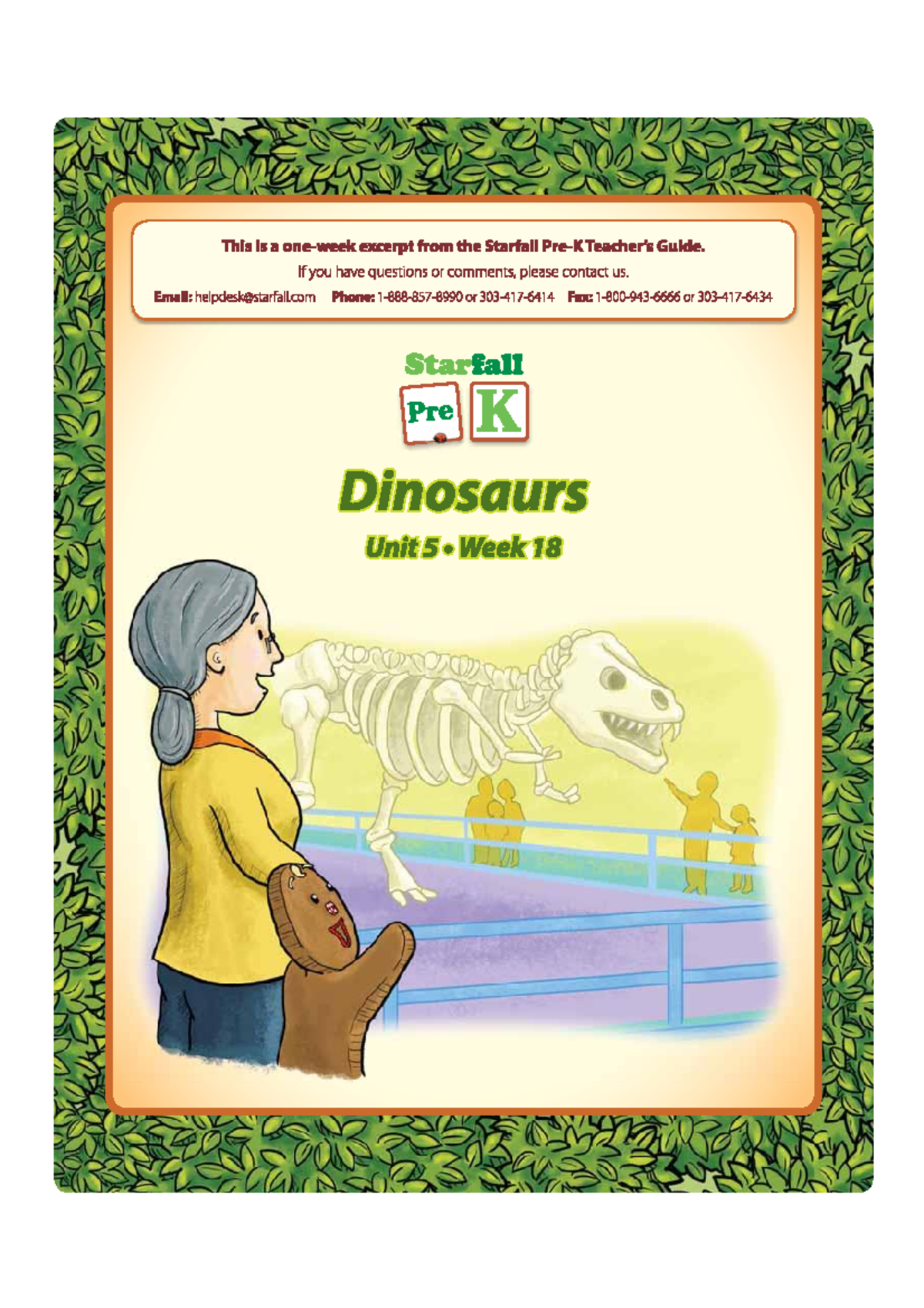 Starfall Pre-K Teacher's Guide: Dinosaurs Unit 5, Week 18 Activities ...