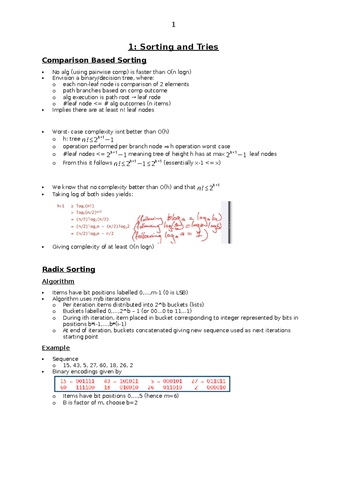 Algorithmics Notes: Sorting, Tries, and Graph Algorithms (CS101) - Studocu