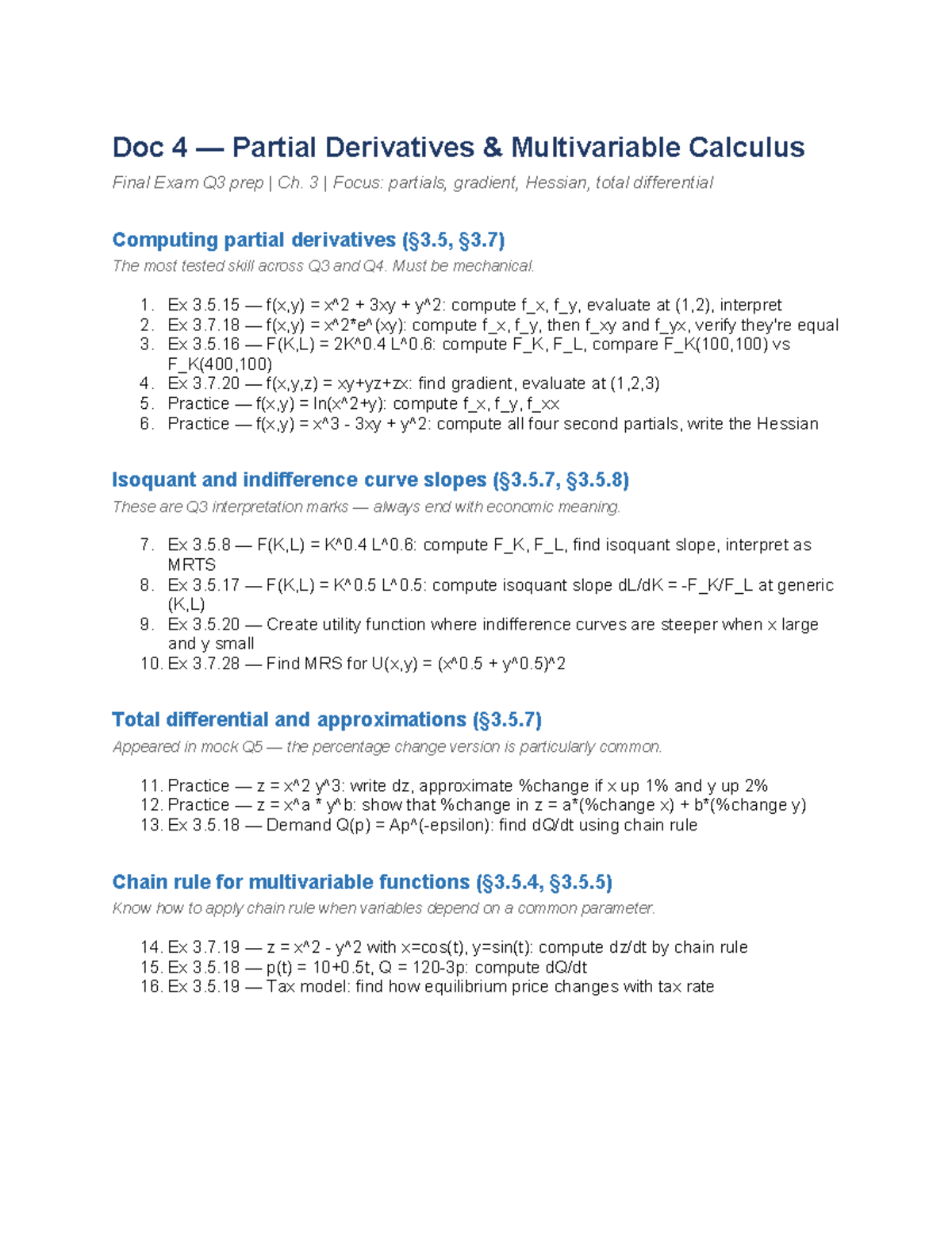 MATH 301 Final Exam Prep: Partial Derivatives & Applications - Studocu