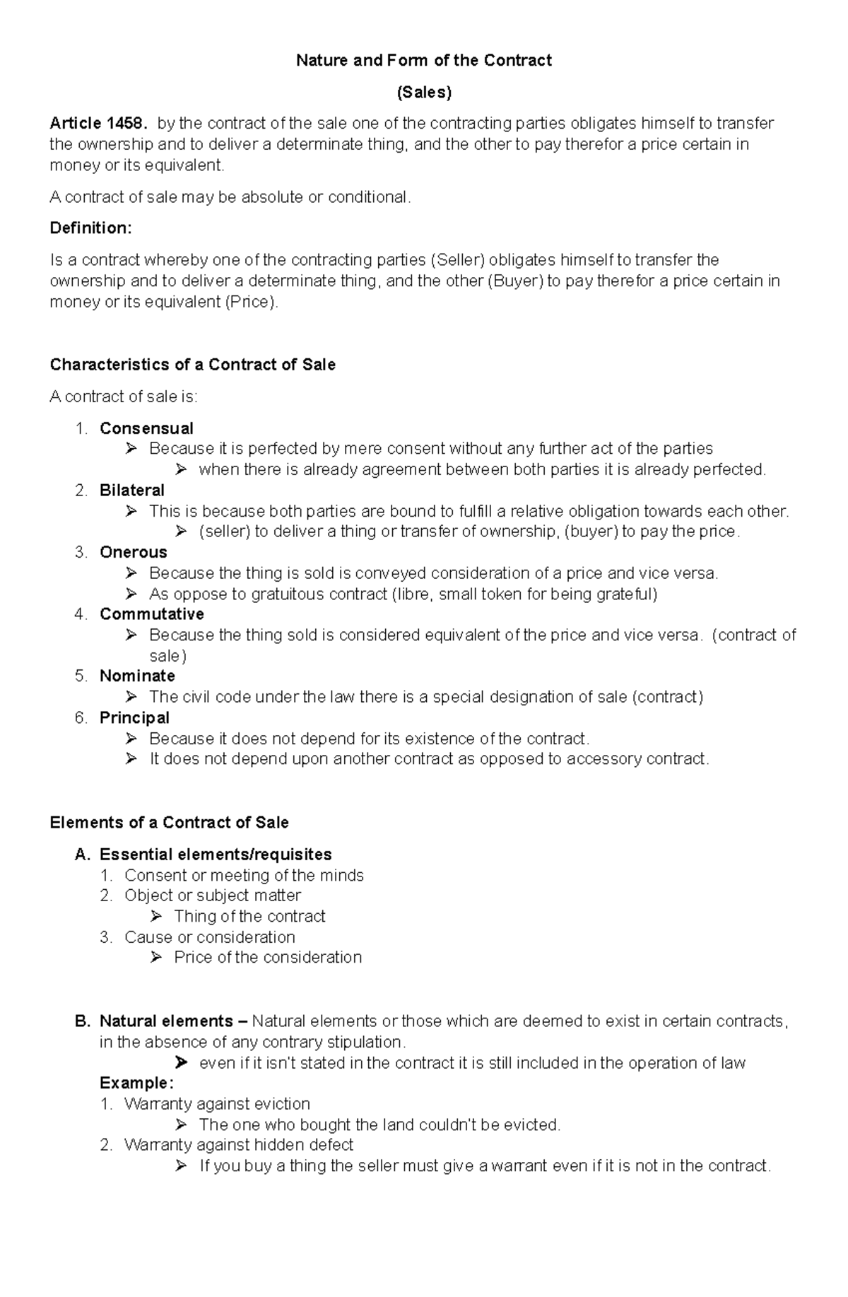 Law-201-Chapter 1 Summary: Understanding Contracts of Sale - Studocu