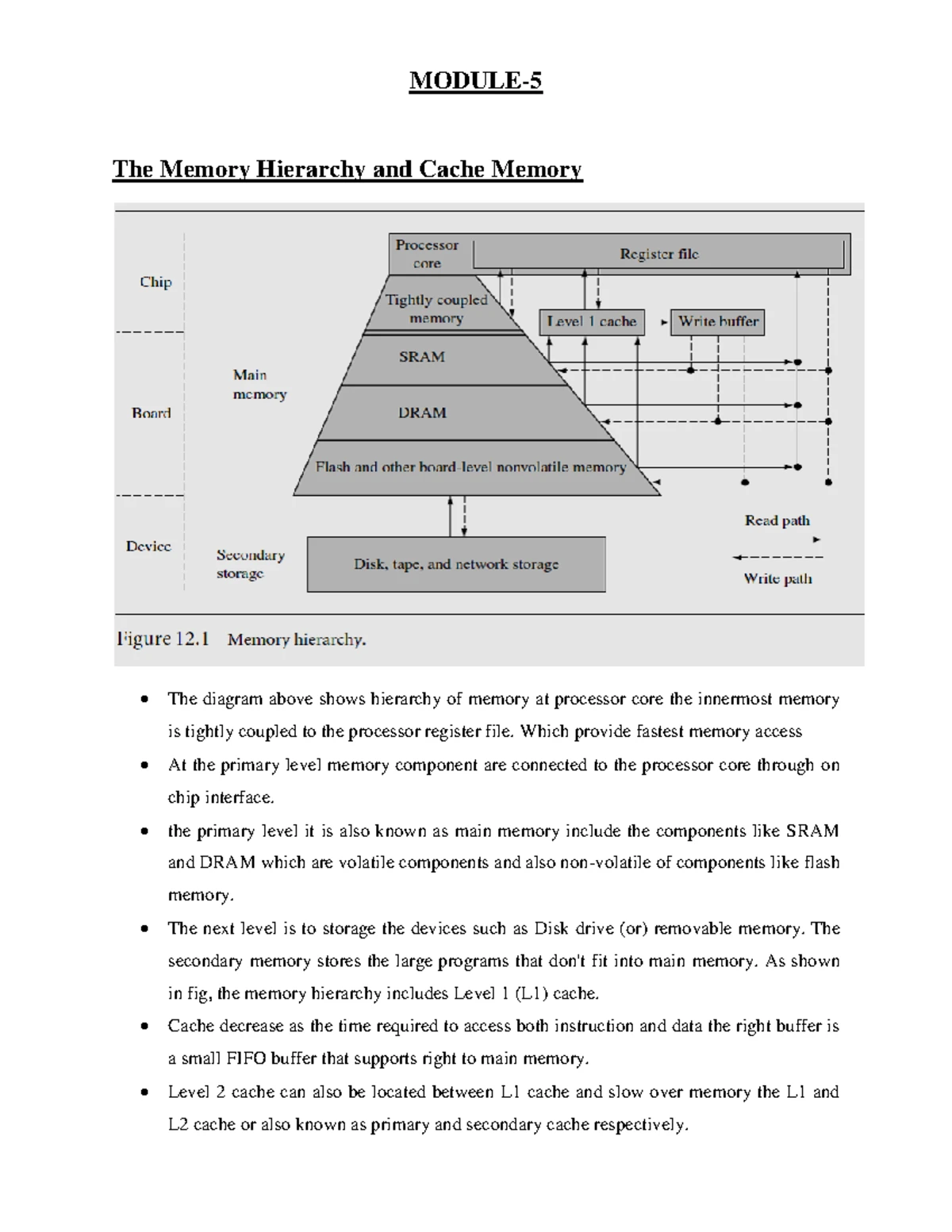 Mod-5 Microcontrollers - MODULE- The Memory Hierarchy and Cache Memory The diagram above shows ...