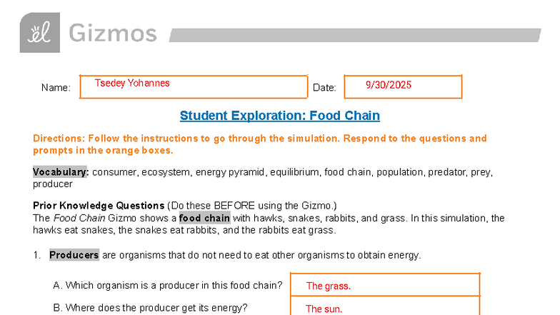 Student Exploration: Food Chain Simulation (BIO101) - Studocu