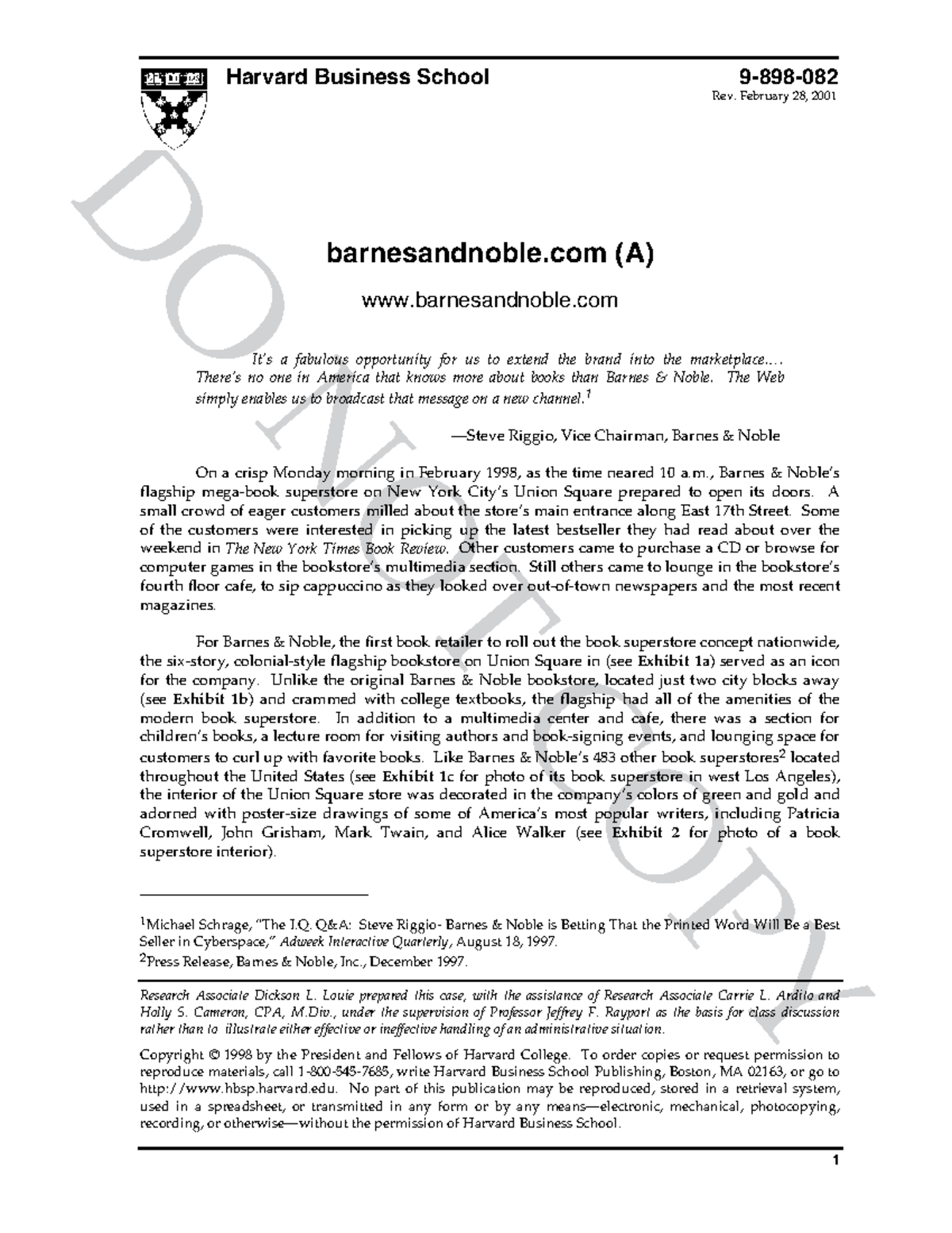 Barnes & Noble Case Study: Strategies for Online Success (HBS) - Studocu