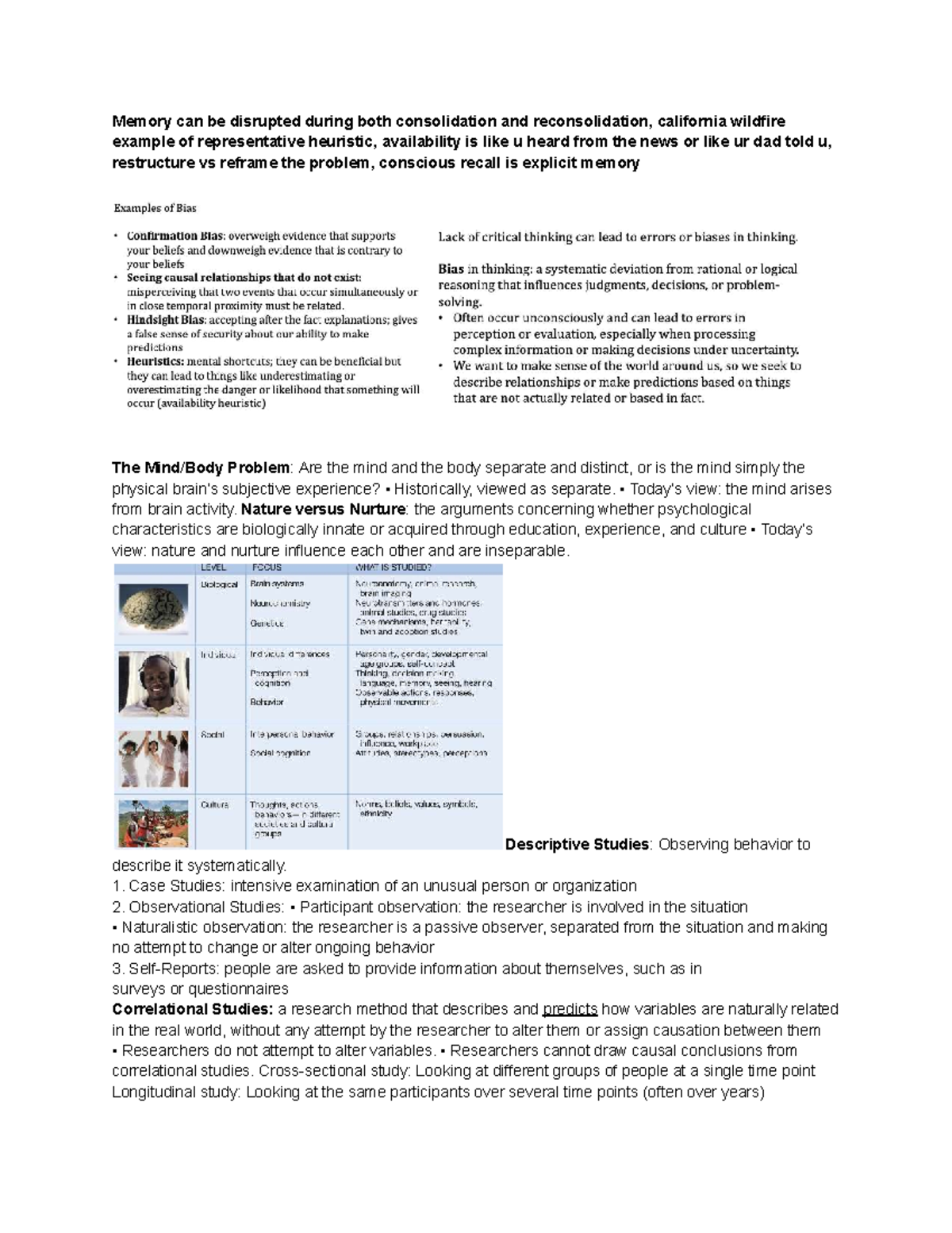 Psych 101 Final Exam Cheat Sheet: Key Concepts & Research Methods - Studocu