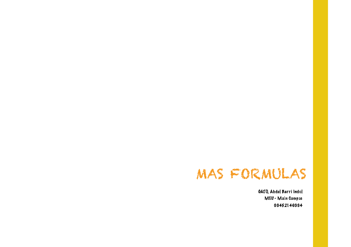 2. MAS Formulas - Quicknotes regarding management advisory services ...