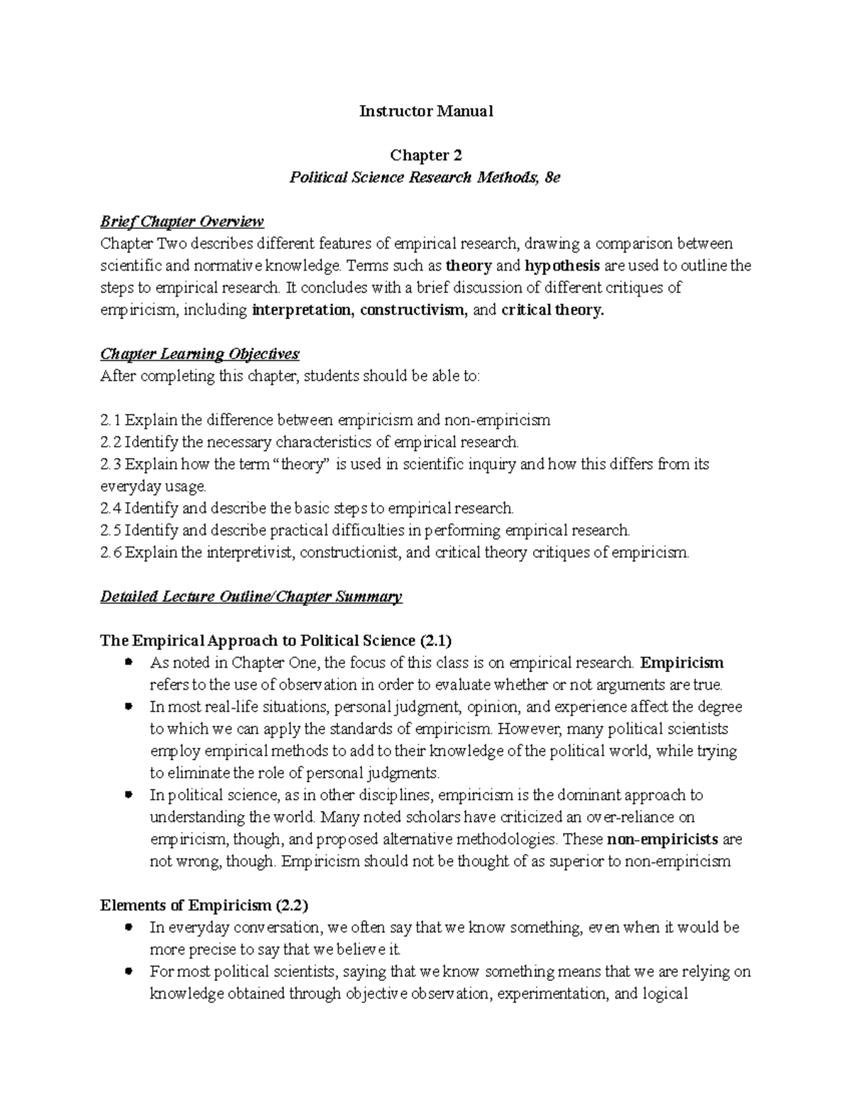 Political Science Research Methods Summary (PSCI 101) - Chapter 2 ...