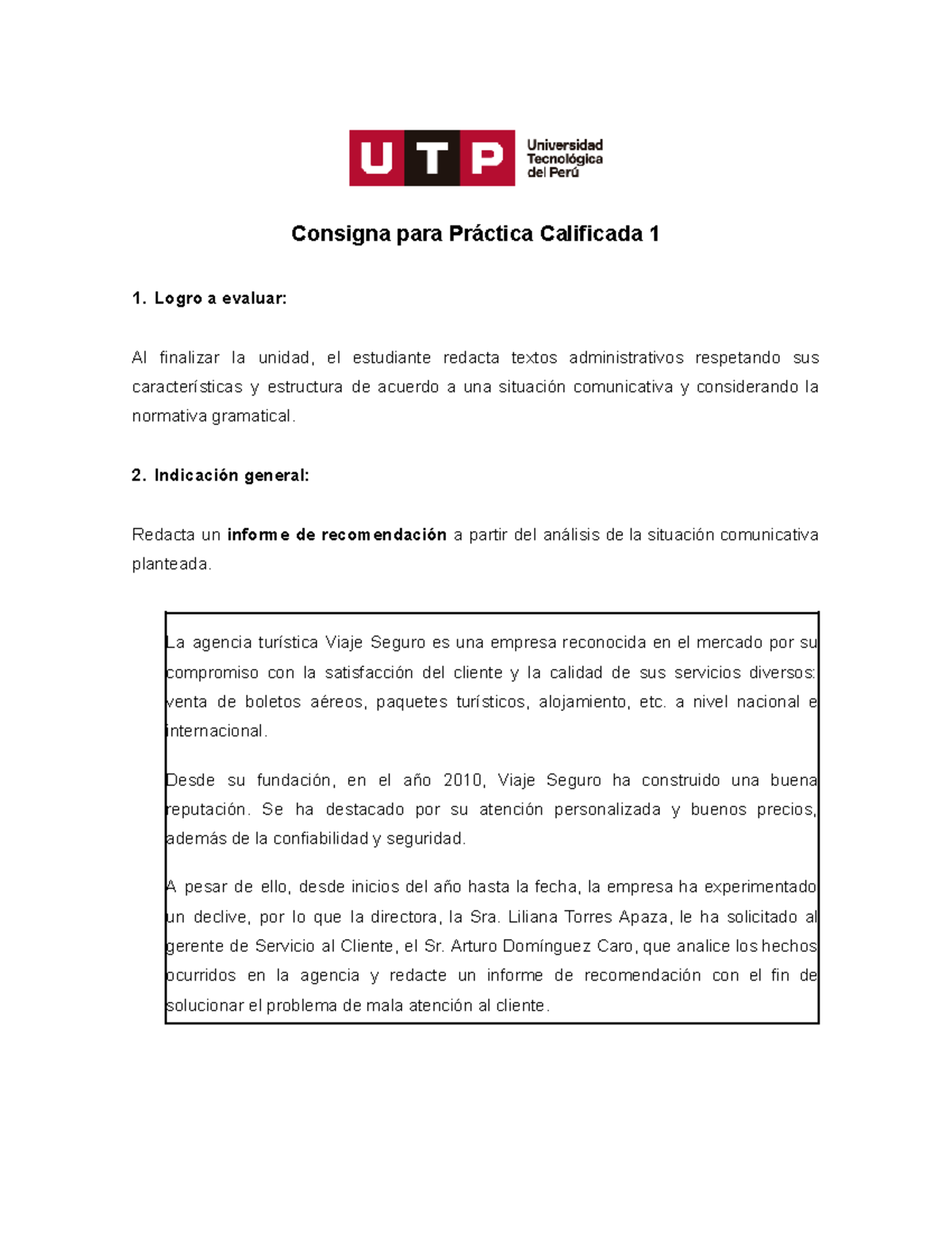 Informe de Recomendación - Práctica Calificada 1 (PC1) - Studocu