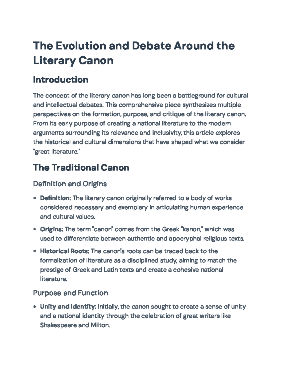 The Evolution and Critique of the Literary Canon: A Detailed Overview ...