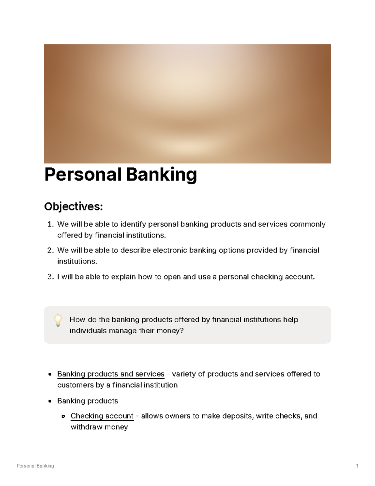 Personal Banking Overview: Products, Services, and Electronic Options ...