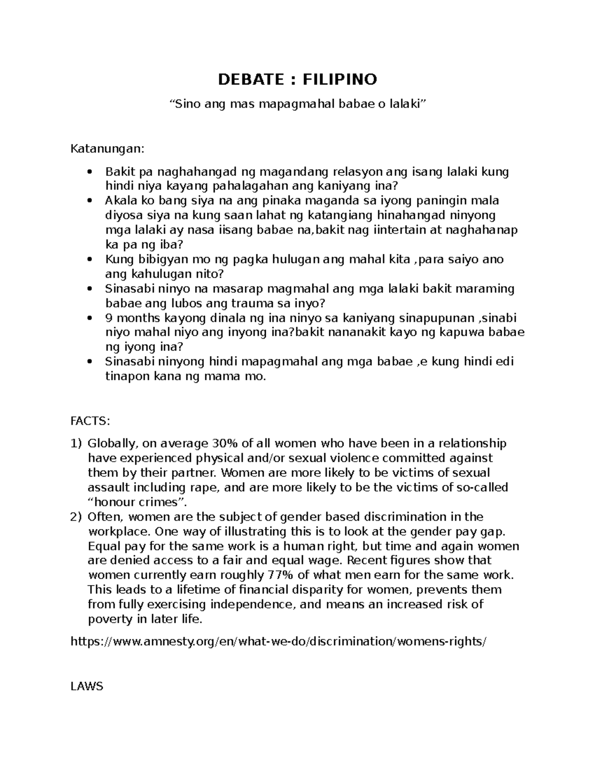 Debate sa Ikalawang Quarter: Sino ang Mas Mapagmahal, Babae o Lalaki ...